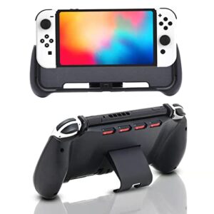 switch oled grip, switch oled accessories grip with game storage and kickstand, hand grip compatible with nintendo switch and switch oled