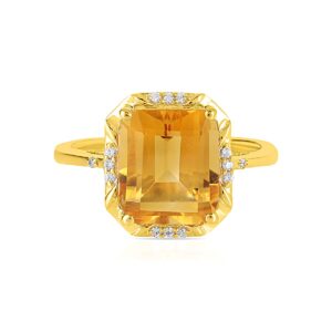 risenshinejewel - 925 sterling silver yellow citrine with accents zircon women engagement ring with yellow gold plating,gemstone birthstone