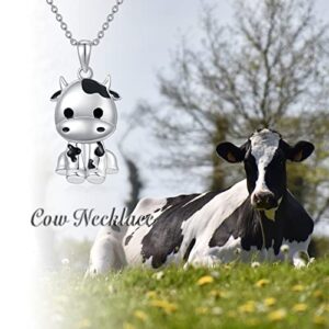 PROESS Cow Necklace Sterling Silver Cow Pendant Necklace Cow Jewelry Gifts for Women