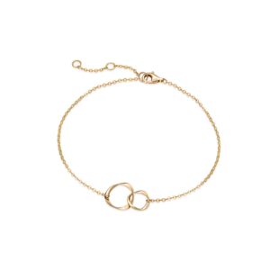 agvana 14k solid real gold two interlocking infinity eternity circles bracelet for women mother bracelet fine jewelry anniversary birthday gifts for women mom wife