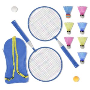 kids badminton set of 2 rackets with birdies carrying bag for boys girls,ultralight children's badminton racquets for starter players toddler indoor backyard sporting (blue)