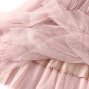 Dirholl Women's A-Line Fairy Elastic Waist Tulle Midi Skirt Scallop Pink