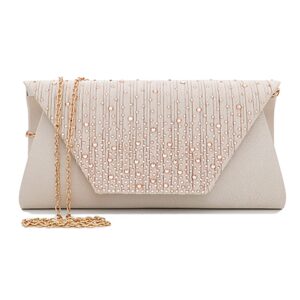 jiajia 265 women's purses handbags envelope clutch crossbody bags classic rhinestone shoulder evening bag,apricot