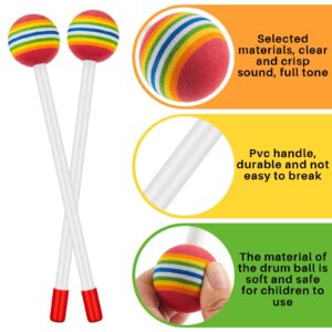 6 Pieces Lollipop Felt Drum Stick Soft Lollipop Drum Timpani Mallets Foam Head Percussion Sticks Rainbow Plastic Drumsticks for Kids Hand Percussion Toy for Adults Musical Instrument Accessories