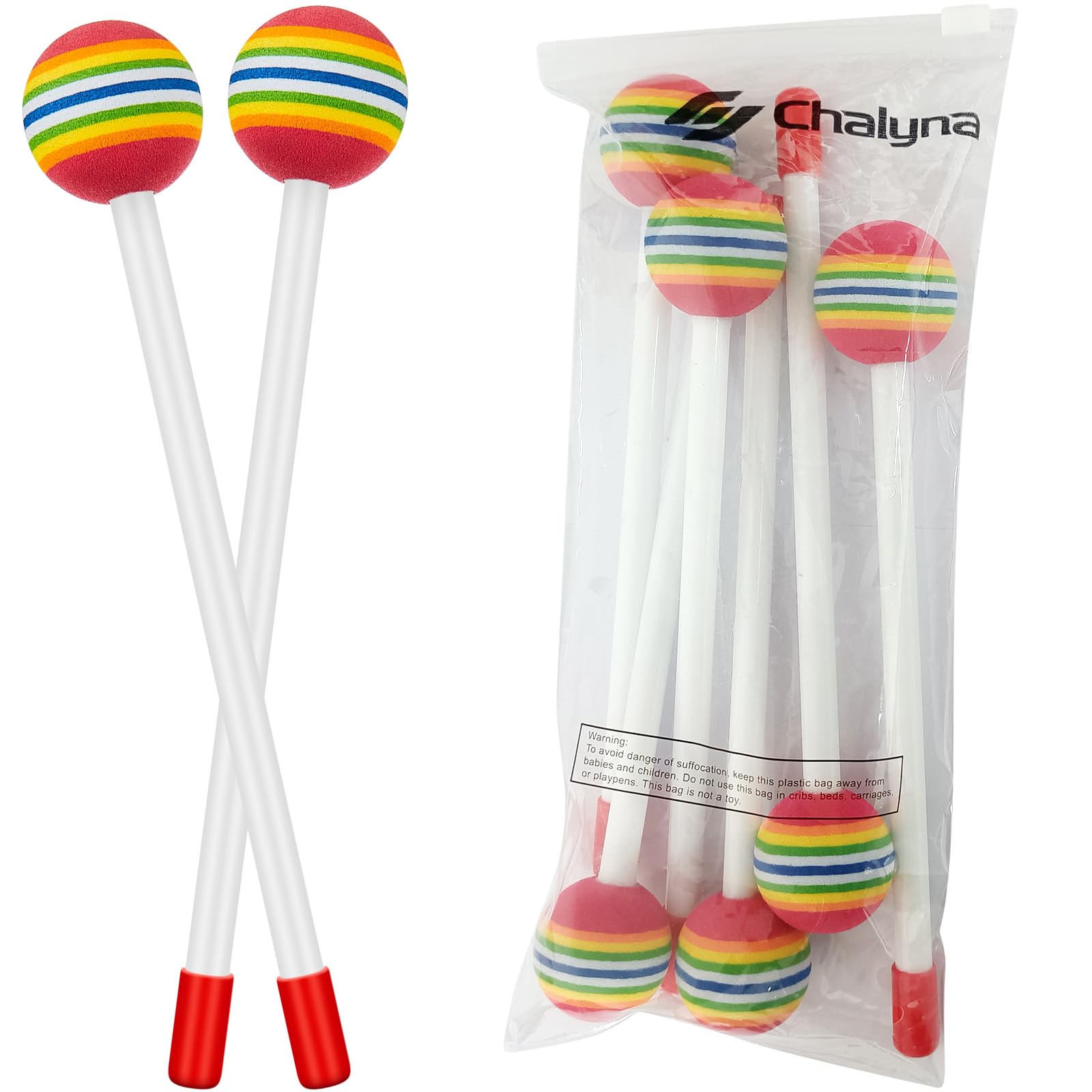 6 Pieces Lollipop Felt Drum Stick Soft Lollipop Drum Timpani Mallets Foam Head Percussion Sticks Rainbow Plastic Drumsticks for Kids Hand Percussion Toy for Adults Musical Instrument Accessories