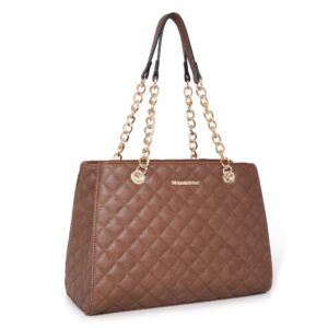 montana west tote bag for women quilted chain handbags shoulder purse brown gift mwc-040br