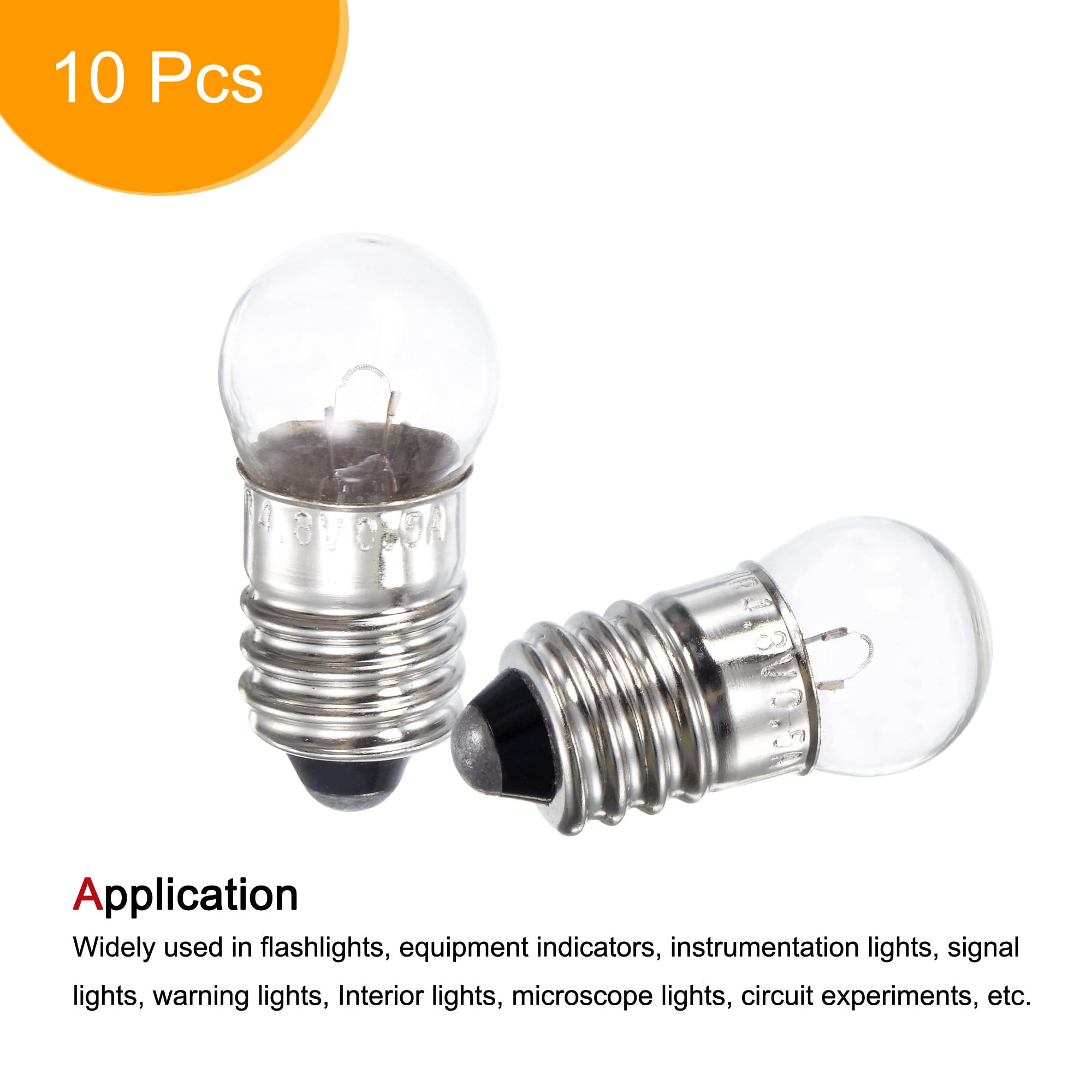 MECCANIXITY E10 Screw Base Miniature Bulbs DC 4.8V Warm Yellow Light Mini Lamps with Storage Box, Pack of 10