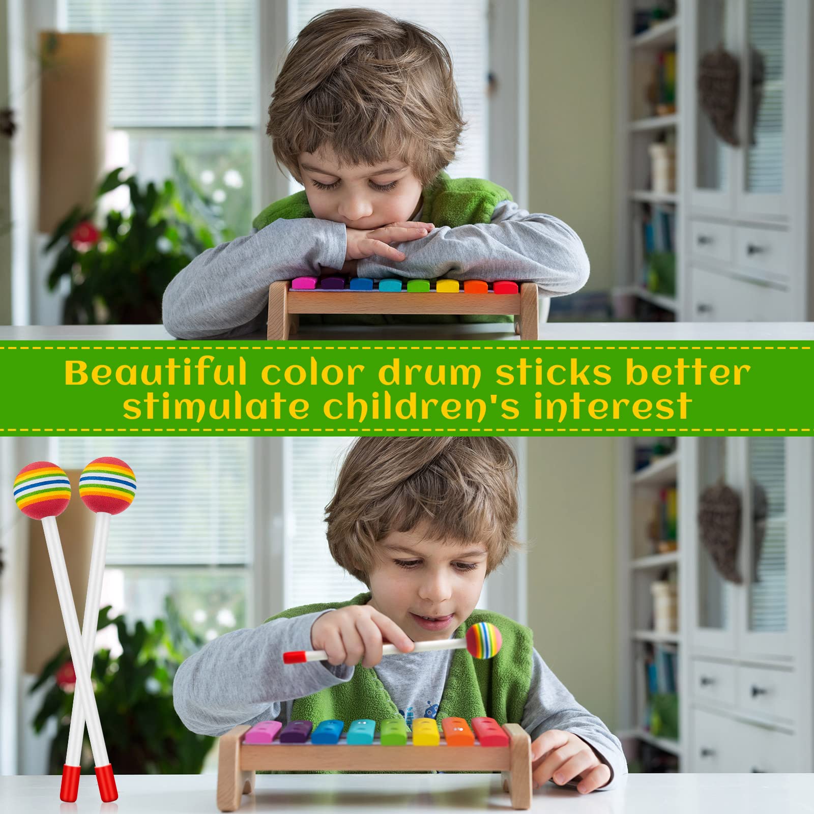 6 Pieces Lollipop Felt Drum Stick Soft Lollipop Drum Timpani Mallets Foam Head Percussion Sticks Rainbow Plastic Drumsticks for Kids Hand Percussion Toy for Adults Musical Instrument Accessories