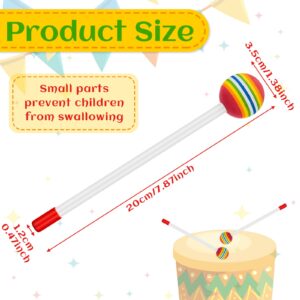 6 Pieces Lollipop Felt Drum Stick Soft Lollipop Drum Timpani Mallets Foam Head Percussion Sticks Rainbow Plastic Drumsticks for Kids Hand Percussion Toy for Adults Musical Instrument Accessories