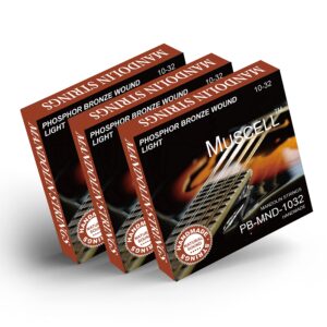 muscell mandolin strings, handmade phosphor bronze 8-string mandolin strings - 3 packs light 10-32 pb-mnd-1032