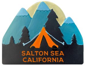 r and r imports salton sea california hand painted resin refrigerator magnet 3-inch approximately tent design.