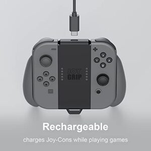 Skull & Co. JoyGrip for Nintendo Switch OLED, OG Switch Joy-Con Controller: Rechargeable Handheld Joystick Remote Control Holder with Interchangeable Grips - OLED White