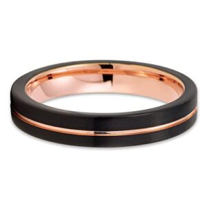 Silly Kings Rose Gold Tungsten Ring,Rose Gold Tungsten Wedding Band,Black Tungsten Ring,Hammered Ring, 7mm