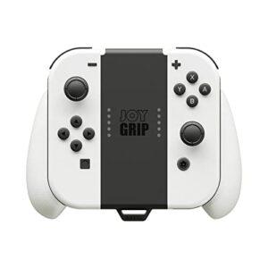 skull & co. joygrip for nintendo switch oled, og switch joy-con controller: rechargeable handheld joystick remote control holder with interchangeable grips - oled white