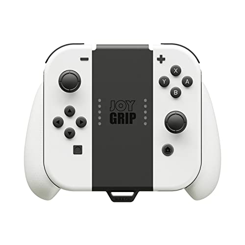 Skull & Co. JoyGrip for Nintendo Switch OLED, OG Switch Joy-Con Controller: Rechargeable Handheld Joystick Remote Control Holder with Interchangeable Grips - OLED White