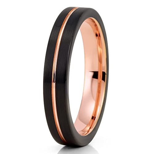 Silly Kings Rose Gold Tungsten Ring,Rose Gold Tungsten Wedding Band,Black Tungsten Ring,Hammered Ring, 7mm