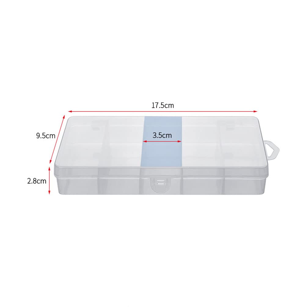 Teensery 2 Pcs 5 Grids Plastic Storage Box Multi-Purpose Fishing Tackle Lure Jewelry Making Findings Organizer Container Case, Clear