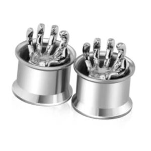 Pierced Republic Monster Hands Ear Gauges - Pair of Stainless Steel Double Flared Plugs - 6 Size Options (0 Gauge (8mm))