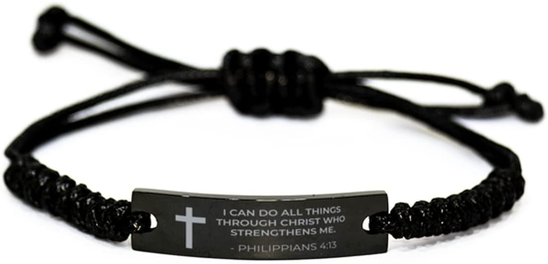 Confirmation Gifts for Teenage Boys, I Can Do All Things Through Christ, Baptism, First Holy Communion Gifts, Religious Bible Verse Catholic Bracelets for Son, Grandson, Dad, Godfather