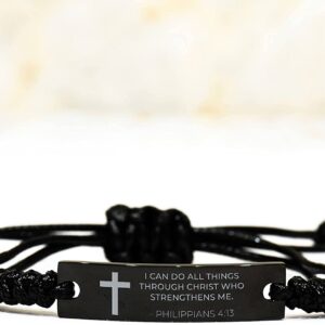 Confirmation Gifts for Teenage Boys, I Can Do All Things Through Christ, Baptism, First Holy Communion Gifts, Religious Bible Verse Catholic Bracelets for Son, Grandson, Dad, Godfather