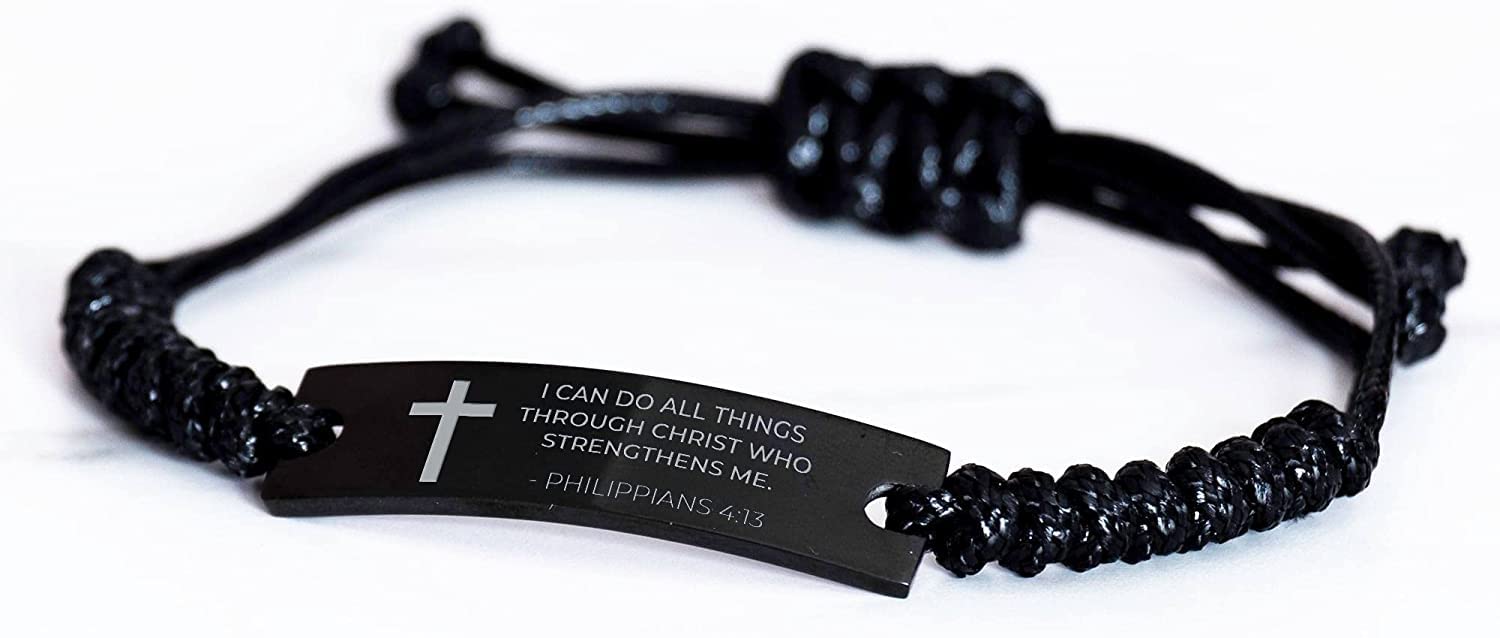 Confirmation Gifts for Teenage Boys, I Can Do All Things Through Christ, Baptism, First Holy Communion Gifts, Religious Bible Verse Catholic Bracelets for Son, Grandson, Dad, Godfather