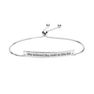 lecalla sterling silver jewelry she believed she could so she did sliding bolo bracelet for teen women