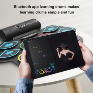 GUAZI STORE hand-rolled drum set for adults beginners portable drum set support Bluetooth/APP external sound drum set, 01