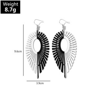 TIANHONGYAN Unique Metal Hollow Personality black and white symmetry Leaf Earrings Bohemian Lightweight leaf Dangle Drop Geometric Earrings for Women Charm Jewelry gift (leaf)