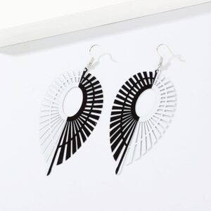 TIANHONGYAN Unique Metal Hollow Personality black and white symmetry Leaf Earrings Bohemian Lightweight leaf Dangle Drop Geometric Earrings for Women Charm Jewelry gift (leaf)