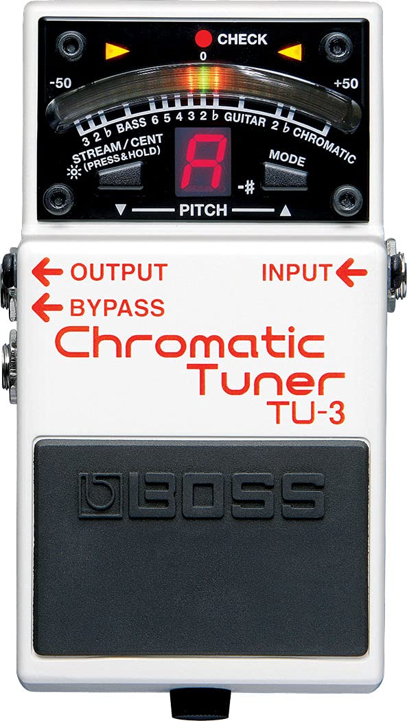 Boss TU-3 Chromatic Tuner Pedal - Bundle with 10ft Instrument Cable, 6in Patch Cable, and Picks