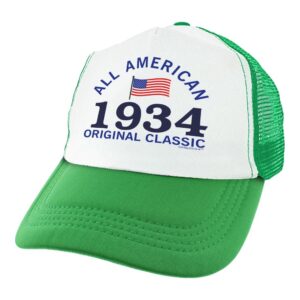 thiswear 90th birthday gifts for all american 1934 original classic turning 90 birthday party trucker hat green