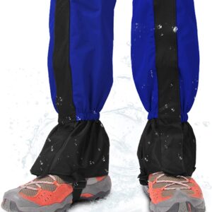 Leg Gaiters Waterproof Men Women Snow Boot Gaiters Hiking Shoe Gaiters Anti-Tear Adjustable Leggings Cover Ankle Leg Guard for Outdoor Hunting Camping Skiing Walking Mountain Climbing (Blue 18")