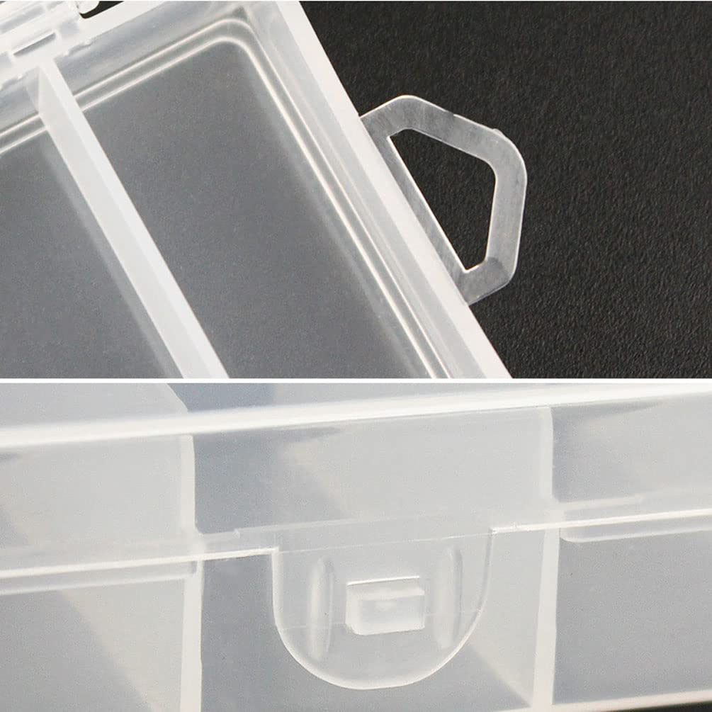 Teensery 2 Pcs 5 Grids Plastic Storage Box Multi-Purpose Fishing Tackle Lure Jewelry Making Findings Organizer Container Case, Clear