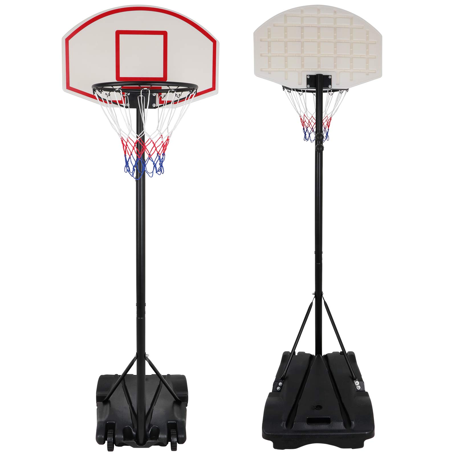 Portable Basketball Hoop for Kids Fun Yard Sports Height-Adjustable 5.4ft-7ft Goal 28" Mini Backboard System w/Wheels