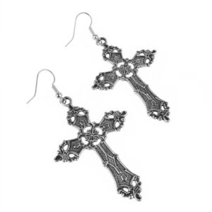 TIANHONGYAN Unique Baroque Cross Christ Dangle Earrings Vintage Bohemian Gothic Punk Dangle Drop Earrings for Women Jewelry (cross)