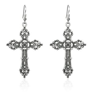 tianhongyan unique baroque cross christ dangle earrings vintage bohemian gothic punk dangle drop earrings for women jewelry (cross)