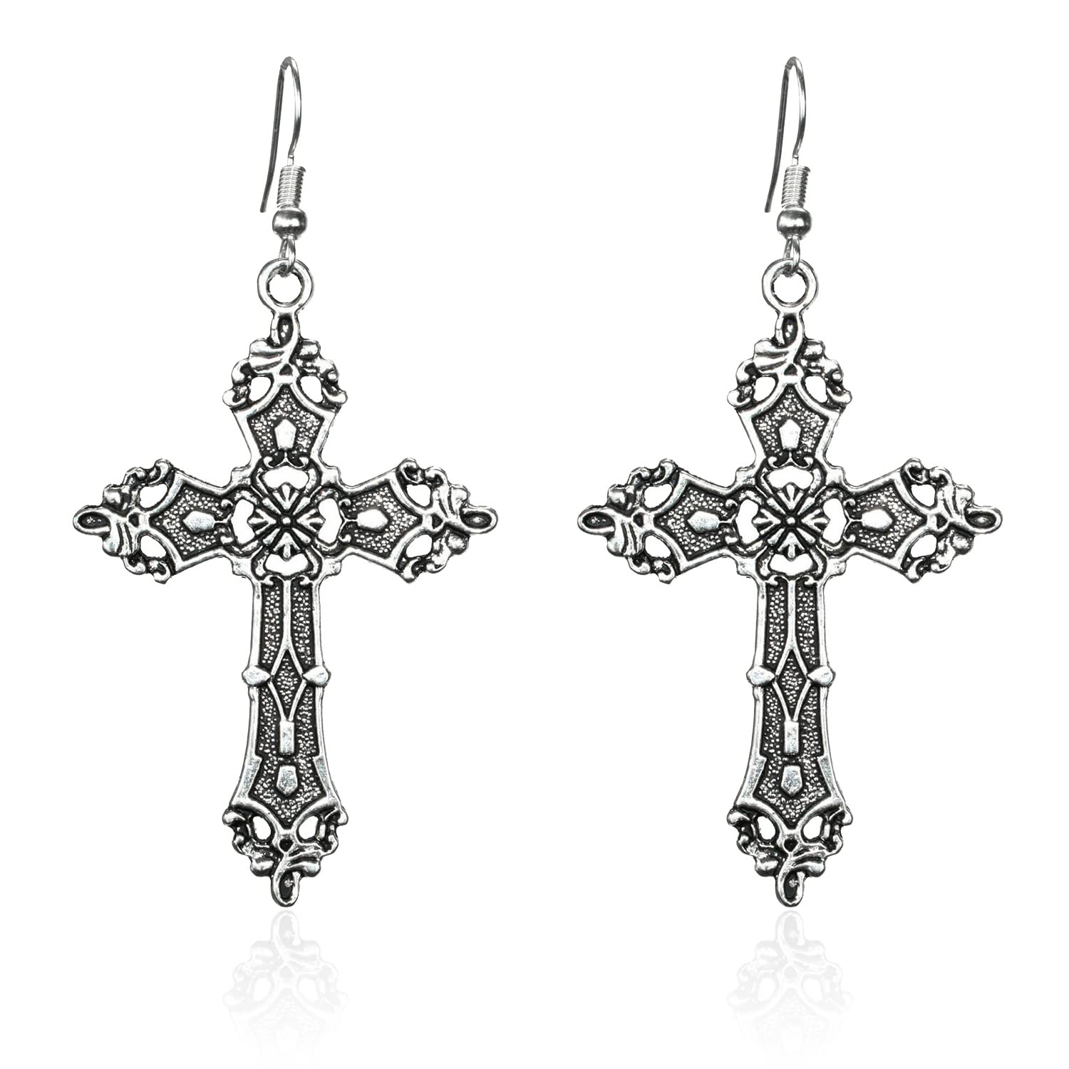 TIANHONGYAN Unique Baroque Cross Christ Dangle Earrings Vintage Bohemian Gothic Punk Dangle Drop Earrings for Women Jewelry (cross)