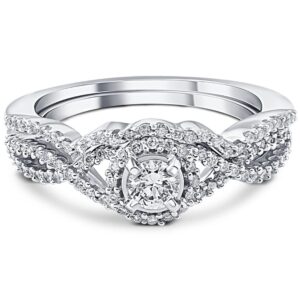 3/4ct diamond halo infinity engagement wedding ring set 14k white gold lab grown - size 4