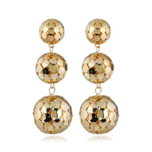 coadipress disco ball earrings for women creative 60's or 70's gold silver plated disco mirror ball earrings costume accessories for halloween party personal decoration (gold ball)