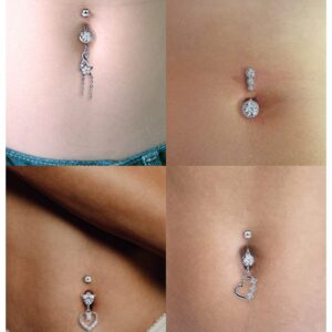 Vsnnsns 14G Belly Button Rings Stainless Steel CZ Skull Piercing Jewelry Belly Bars Curved Navel Ring Barbell Body Jewelry Piercing for Women Men Silver 10MM