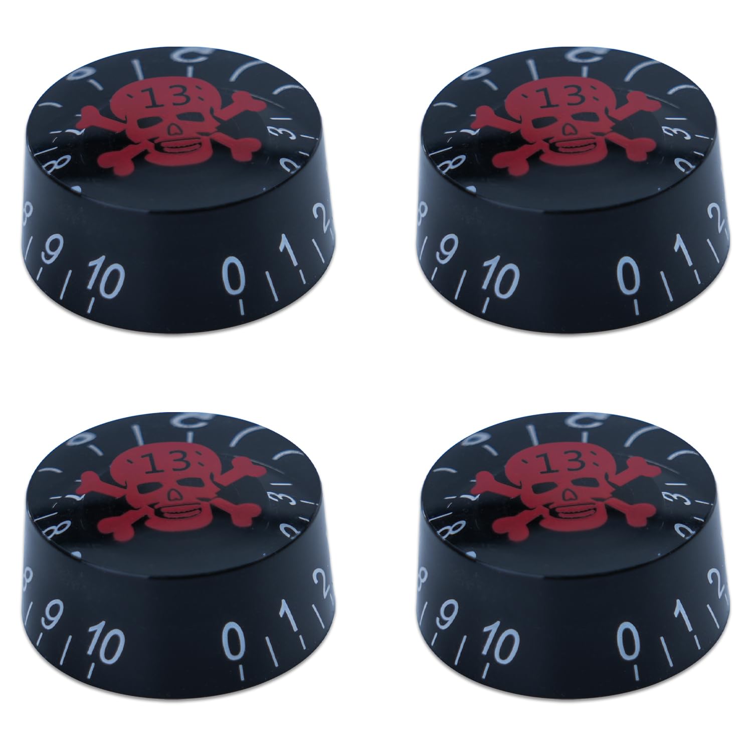 XIYANGJUAN Electric Guitar Knobs Skull Black Red Top Hat Knobs Speed Volume Tone Knob Vintage Pedal Control Knobs for LP Guitar Replacement