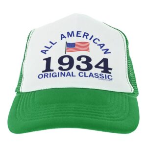 ThisWear 90th Birthday Gifts for All American 1934 Original Classic Turning 90 Birthday Party Trucker Hat Green