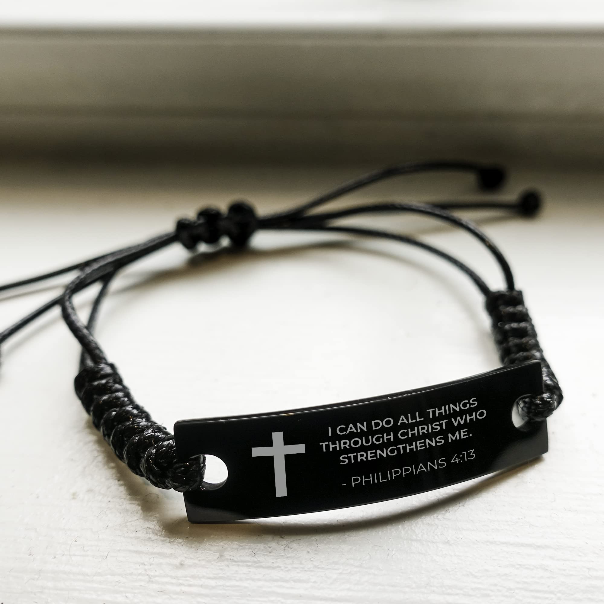 Confirmation Gifts for Teenage Boys, I Can Do All Things Through Christ, Baptism, First Holy Communion Gifts, Religious Bible Verse Catholic Bracelets for Son, Grandson, Dad, Godfather