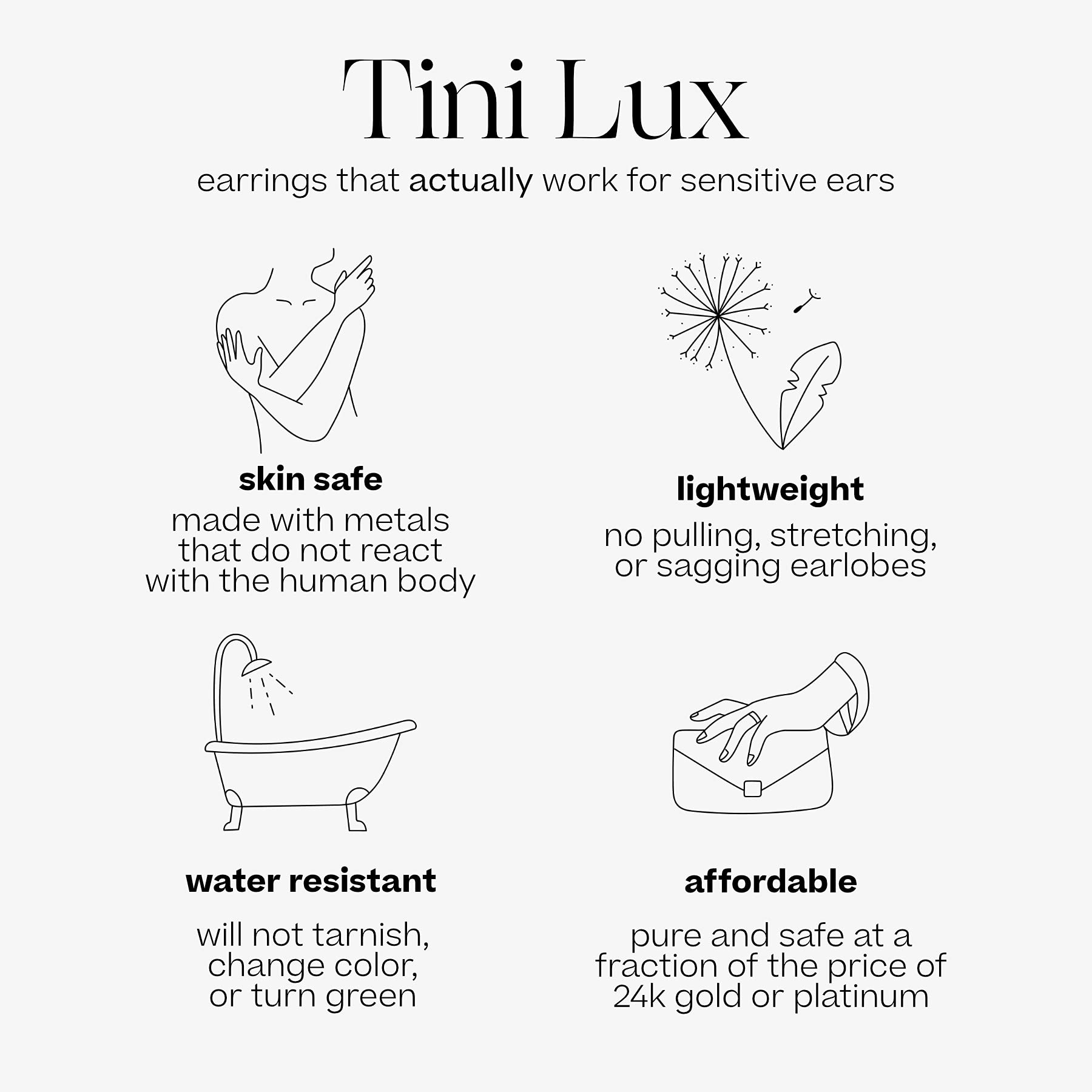 Tini Lux | Hypoallergenic Earrings | Titanium Castor Star Studs | Silver Tiny Star | Titanium Stud Earrings for Women | Silver Earrings Studs, Sensitive Ears, Trendy Womens Earring Set