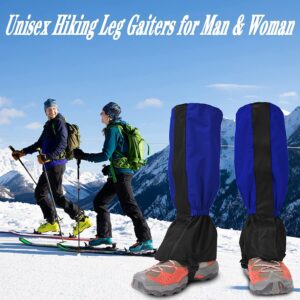 Leg Gaiters Waterproof Men Women Snow Boot Gaiters Hiking Shoe Gaiters Anti-Tear Adjustable Leggings Cover Ankle Leg Guard for Outdoor Hunting Camping Skiing Walking Mountain Climbing (Blue 18")