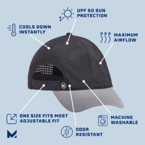 MISSION Cooling Apex Hat, Alloy/Black - Unisex Baseball Cap for Men & Women - Lightweight & Adjustable - Cools Up to 2 Hours - UPF 50 Sun Protection - Machine Washable