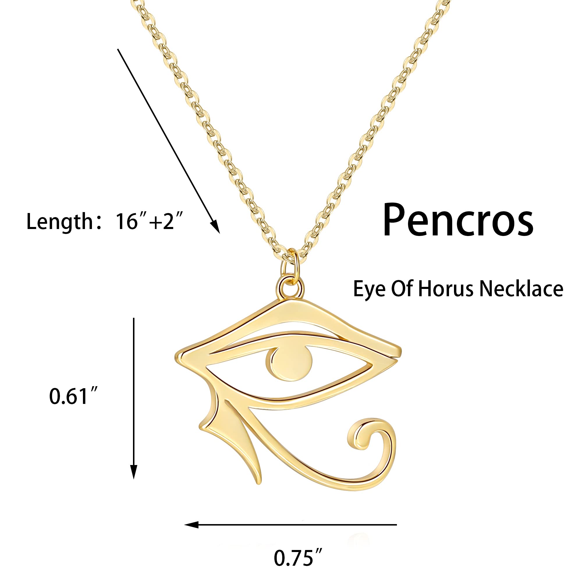 Pencros Dainty Eye Of Horus Necklace,18K Gold Plated Ra Eye Spiritual Necklace Delicate Chain Minimalist Simple Jewelry Friend's Gift