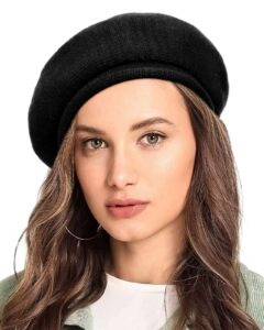 women wool beret hat french style winter warm solid color classic knit beret cap