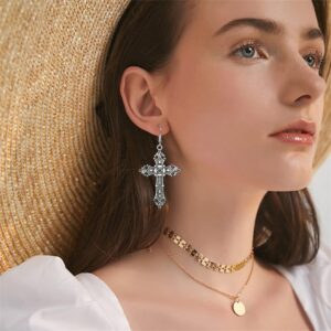 TIANHONGYAN Unique Baroque Cross Christ Dangle Earrings Vintage Bohemian Gothic Punk Dangle Drop Earrings for Women Jewelry (cross)