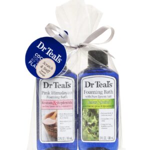 Dr Teal's Foaming Bath Holiday Gift Combo Pack (6 fl oz Total): Restore & Replenish with Pink Himalayan Salt and Relax & Relief with Eucalyptus and Spearmint. Treat Your Skin, Senses, and Stress